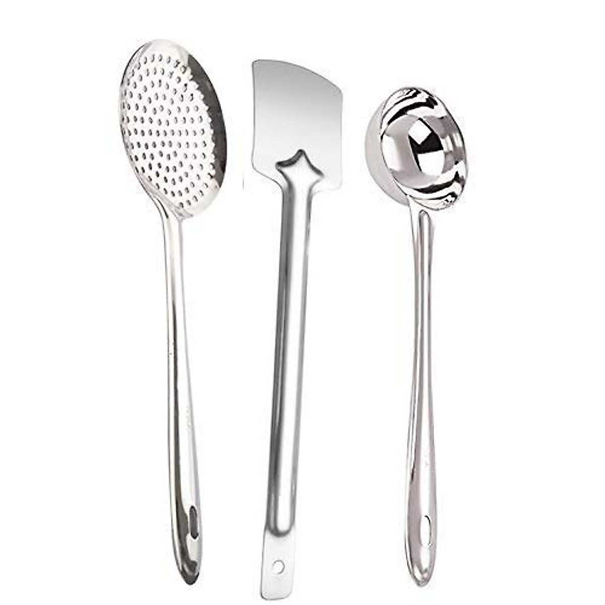 Kitchen Cooking & Serving Spoons Set of 3 combo pack Cooking & Serving Spoons Set of 3 Steel Deep Ladle | Soup/Milk Ladle/Karchi | Cooking and Serving Spoon Pack of 3