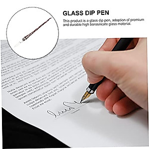 MAGICLULU Glass Signature Pen 2pcs Glass Dip Pen Japan Gifts Quill Pen Set Colored Ink Pens Calligraphy Pen Ink Dip Pen Color Ink Pen Drawing Pen Office Stationery Dip in Water Black Brush