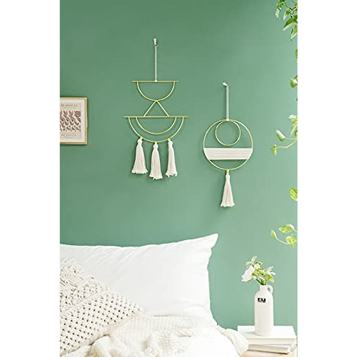 Mkono Macrame Wall Hanging Decor and Organizer Boho Hanging Shelf for Bathroom, Bedroom, Living Room