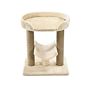 Amazon Basics Top Platform Cat Tree With Scratching Post - 18 x 14 x 22 Inches, Beige