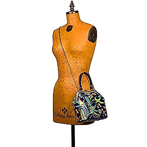 Patricia Nash Bonifati Frame Birds Of Paradise Patriot Blue Leather Satchel