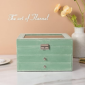 Jewelry Box for Women, Jewerly Case with 2 Drawers, Leather Design Lockable Jewelry Case with, for Necklaces, Earrings, Rings, Bracelet, Gift for Loved Women