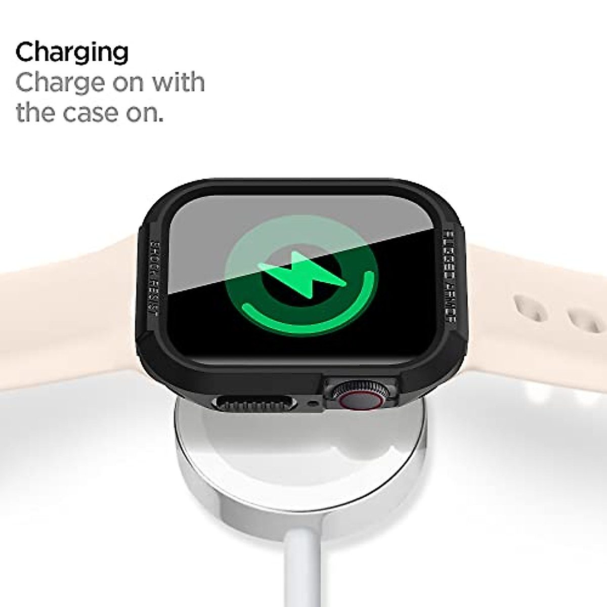 Spigen Rugged Armor Designed for Apple Watch Case Series 8/SE2/7/6/SE/5/4 45mm/44mm - Black
