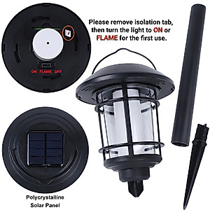 Dynaming 6 Pack Solar Flame Torch Lights Outdoor, Dual Use Flickering Flame Garden Light, Hanging Lantern Lights, Auto On/Off & Waterproof Landscape Lighting for Lawn Patio Yard Walkway Driveway