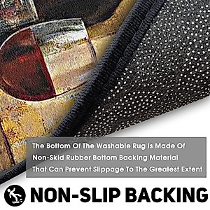 OUXIOAZ Wine Kitchen Rugs and Mats [2 PCS], Non Skid Washable Absorbent Microfiber Kitchen Mat for Doormat Bathroom Runner Set (17"x47"+17"x30", Wine)