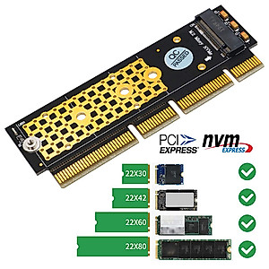 M.2 NGFF NVMe SSD to PCIE 3.0 X16/X8/X4 Adapter with heatsink for 1U/2U Server and Low Profile PC