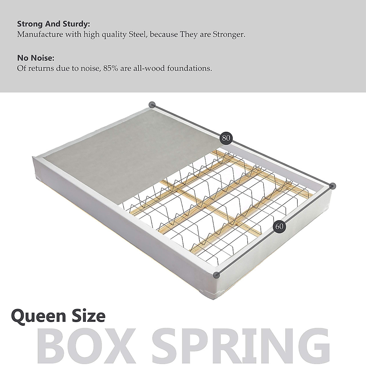 Mattress Solution Medium Plush Double Sided Pillowtop Innerspring Fully Assembled Mattress and 8" Metal Box Spring Set, Queen, 8" Foundation