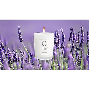 Chez Juju Lavender Scented Candle | 100% Pure Natural Soybean Wax | Luxurious Clean Burning Aromatherapy | Plant Based Vegan Eco Friendly | Pilates, Yoga, Bath, Gift, Relax, Meditation Candle
