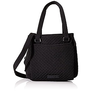 Vera Bradley Women's Microfiber Mini Multi-compartment Crossbody Purse, Classic Black, One Size