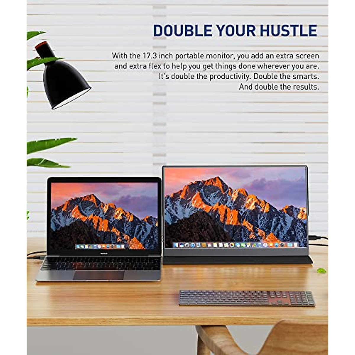 Portable Monitor for Laptop 17.3", FHD 1080P 100% sRGB Travel Monitor for Laptop, Portable Computer IPS Display w/VESA, External Monitor USB-C 60Hz HDR HDMI Portable Screen w/Smart Cover & Speakers