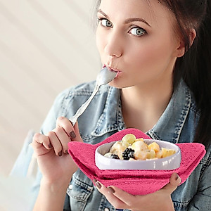 ULVEOL Set of 2 Pink Microwave Bowl Cloth Hot Pads Pot Holders Hot Pad Pot Holder Microwavable Bowl Cozies for Food, Ooma, Ramen Bowl Cozy or Soup Koozie, Good Kitchen Accessories, Gadgets