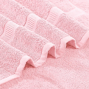 Oakias 6 Pack Small Cotton Towels Pink – 22 x 44 Inches 500 GSM – Hotel, Pool & Gym Towels – Highly Absorbent