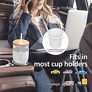 kytffu 32oz Glass Tumbler with Straw and Lid, Reusable Boba Smoothie Cup Iced Coffee Tumbler with Silicone Sleeve, Fits Cup Holder Glass Water Bottle BPA Free, Olive + White
