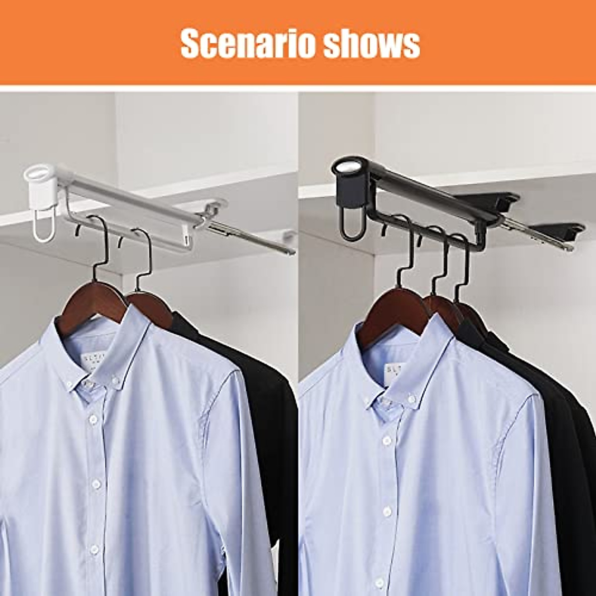 Extendable Closet Pull Out Rod,Retractable Metal Closet Valet Rod, Closet Rods for Hanging Clothes, Pull Out Clothes Hanger Closet, Multifunction Clothing Rack for Clothing Storage,5 Pcs Pants Rack