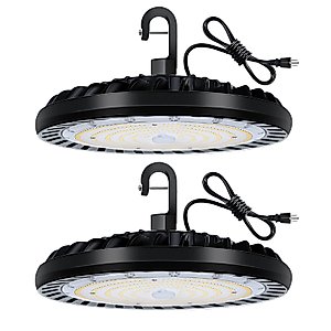 hykolity 2 Pack LED High Bay Light 200W, 5000K UFO LED High Bay Light Fixture with US Plug [600W MH/HPS Equiv.] 100-277V, 26,000lm, IP65 Commercial Warehouse Area Light for Wet Location