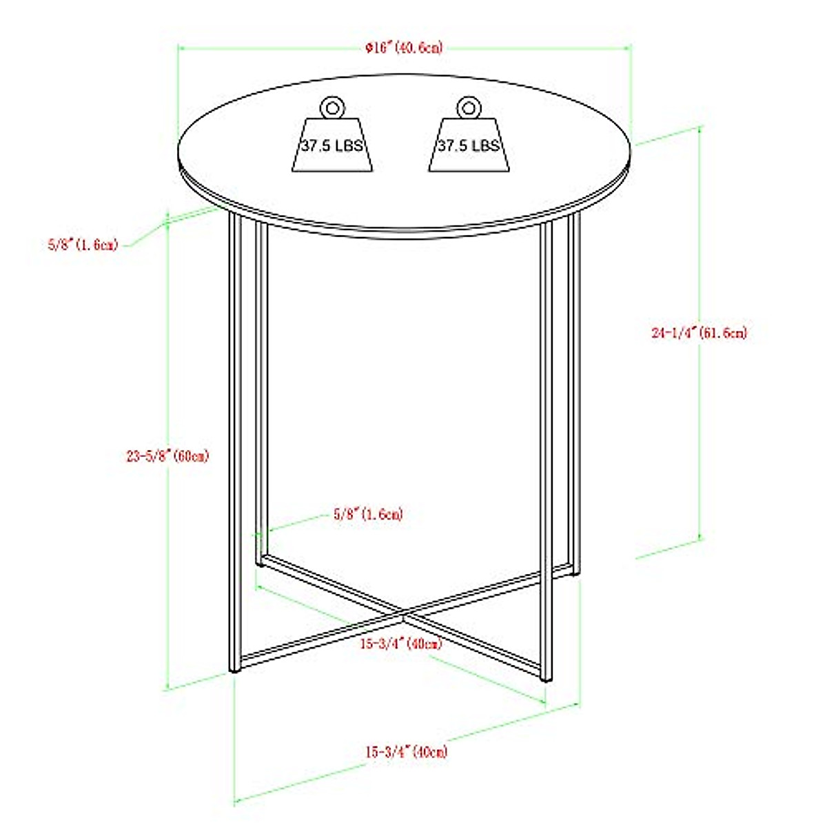Walker Edison Cora Modern Glass Top Round Accent Table with X Base, 16 Inch, Glass and Chrome