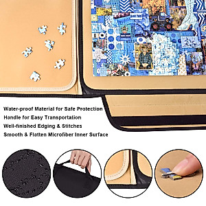 1500 Pieces Jigsaw Puzzle Board, Portable Puzzle Board, Jigsaw Puzzle Table Board, Puzzle Keeper Puzzle Caddy with Sorting Trays & Detachable Board,Non-Slip Surface