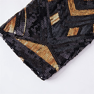 Men's Stylish Shiny Sequins Suit Jacket One Button Sequin Dress Tuxedo for Dance Party Banquet Prom Blazer (Golden,3X-Large)