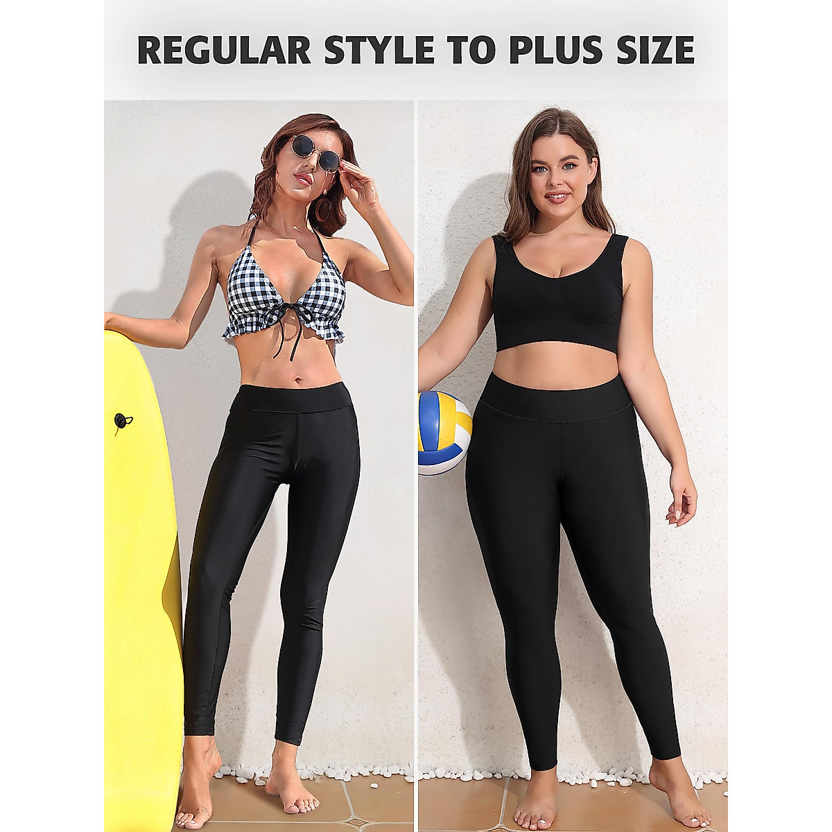 ATTRACO Women's Swim Tights Swimming Leggings Long Swimming Pants Black M