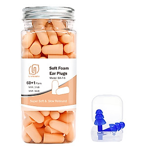 LYSIAN Ultra Soft Foam Earplugs for Sleep 38dB SNR, Noise Reduction Ear Plugs for Sleeping Noise Cancelling, Snoring, Shooting,Work,Plane-60 Pairs