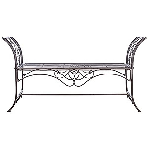 Safavieh PAT5016B Outdoor Collection Adina Rustic Brown Wrought Iron 51-inch Garden Bench