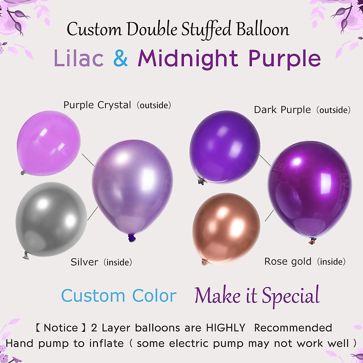 Chrome Purple and Blue Balloon Garland Arch Kit 130Pcs Double stuffed lilac Silver Metallic Balloons For 2023Graduation Galaxy Space Theme Video Game for Euphoria Party women birthday decorations