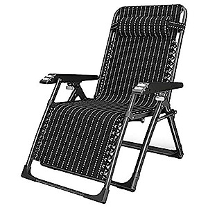 HOUKAI Household Stools Office Desk Chair Zero Gravity Patio Loungers Folding Camping Recliner Chair Sun Loungers Lawn Outdoor Office Beach Portable Garden Chair Supports 200Kg Black Very Practical