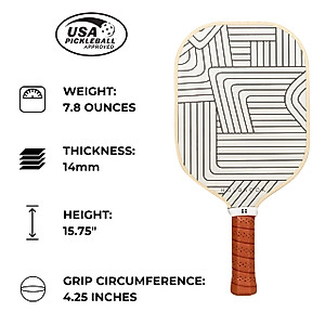 Holbrook Pickleball Paddles - Soho Design | Performance Series | Carbon Fiber Pickleball Paddle, Graphite Blend Surface | Polypropylene Honeycomb Core | Cute Pickleball Paddle
