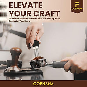 COFNANA WDT Tool Espresso – Professional Espresso Stirrer Tool – Premium Aluminum Espresso Distributor– Espresso Distribution tool replaceable S.S Needles – coffee stir with prime gift box–BLACK
