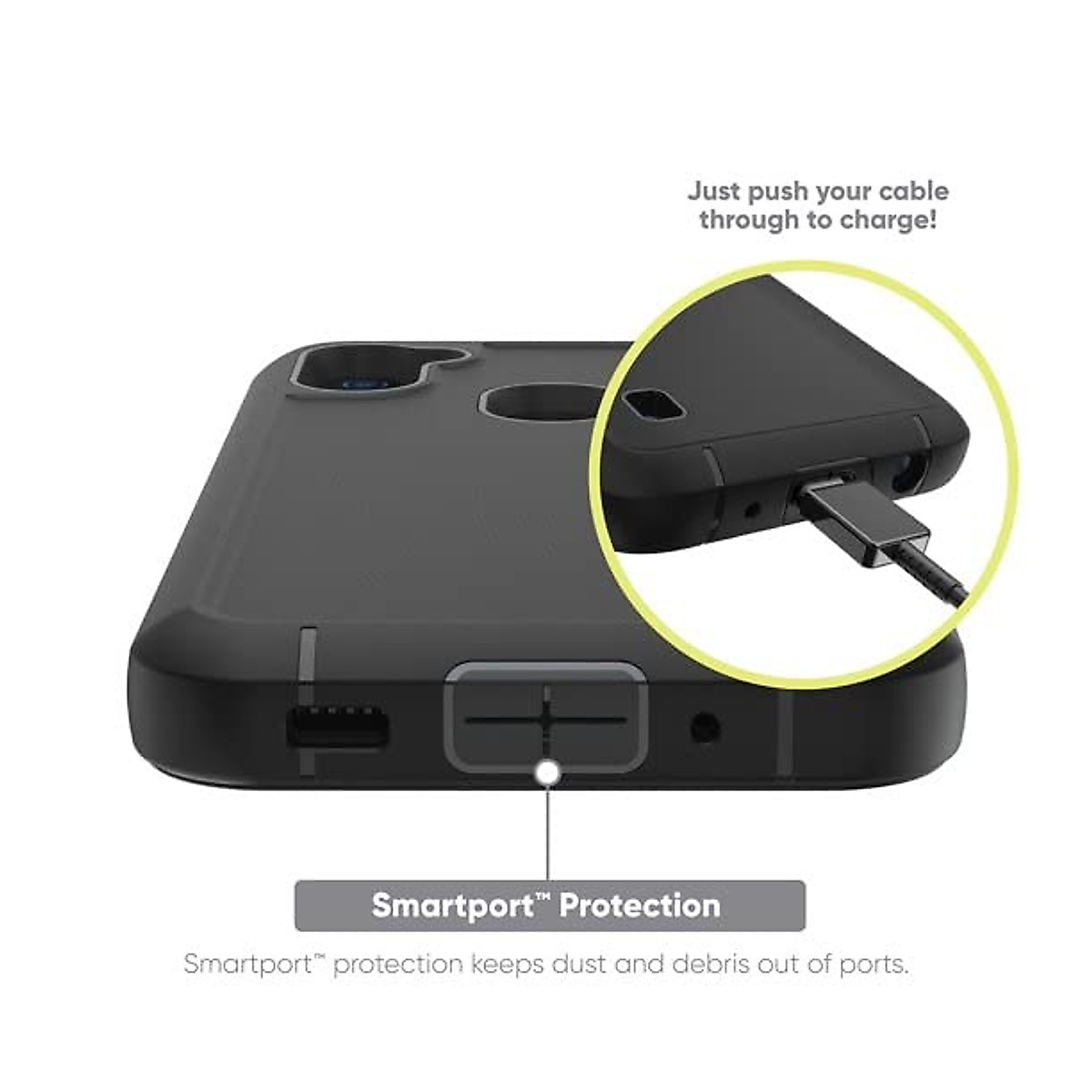 onn.Black-Rugged Phone Case | Built-in Microbial Protection | 3 Layers of Protection Samsung Galaxy A11