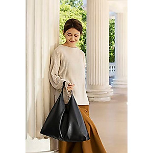 Leather Tote Bag, Oversized Hobo Bags, Large Tote Bag for Women Work, Vegan Leather Handbags Travel, Tote Bags for School, Black