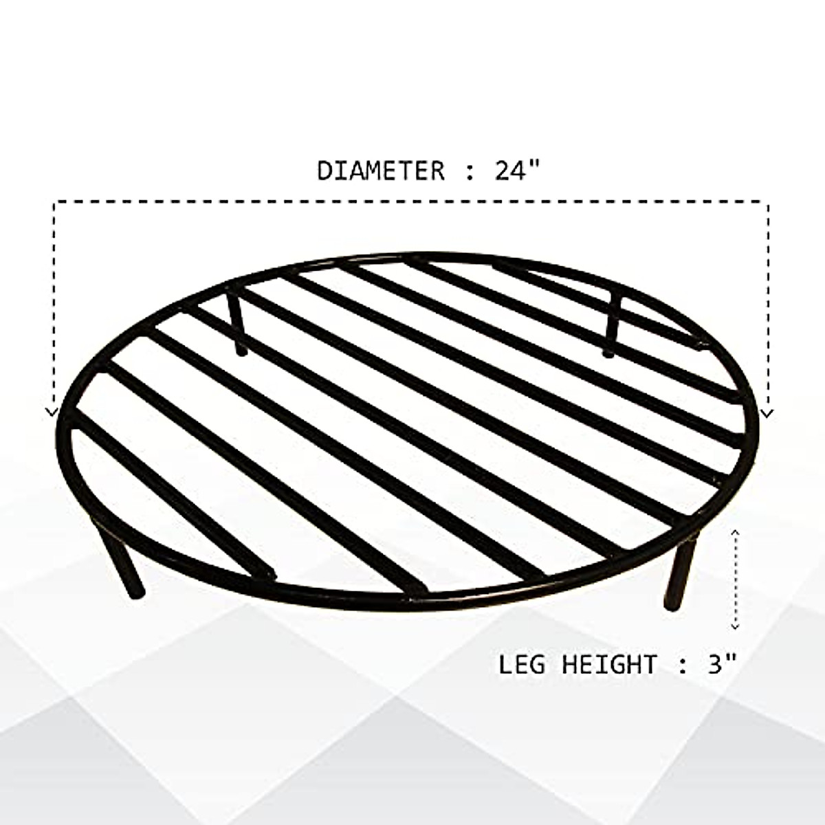 SIMOND STORE Fire Pit Grate, 24 - Inch Round Heavy-Duty Steel Black Finish Firewood Grate with Legs for Outdoor Fire Pits, Camping, Picnic & Gatherings