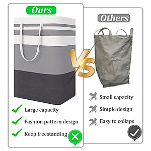 FOWSRHRG 2 Pack Large Laundry Hamper Organizer,Collapsible Laundry Baskets with Handles,Dirty Clothes Basket Laundry Storage Bag, Tall Clothes Hamper Freestanding for Towels Toys Dorm Bathroom