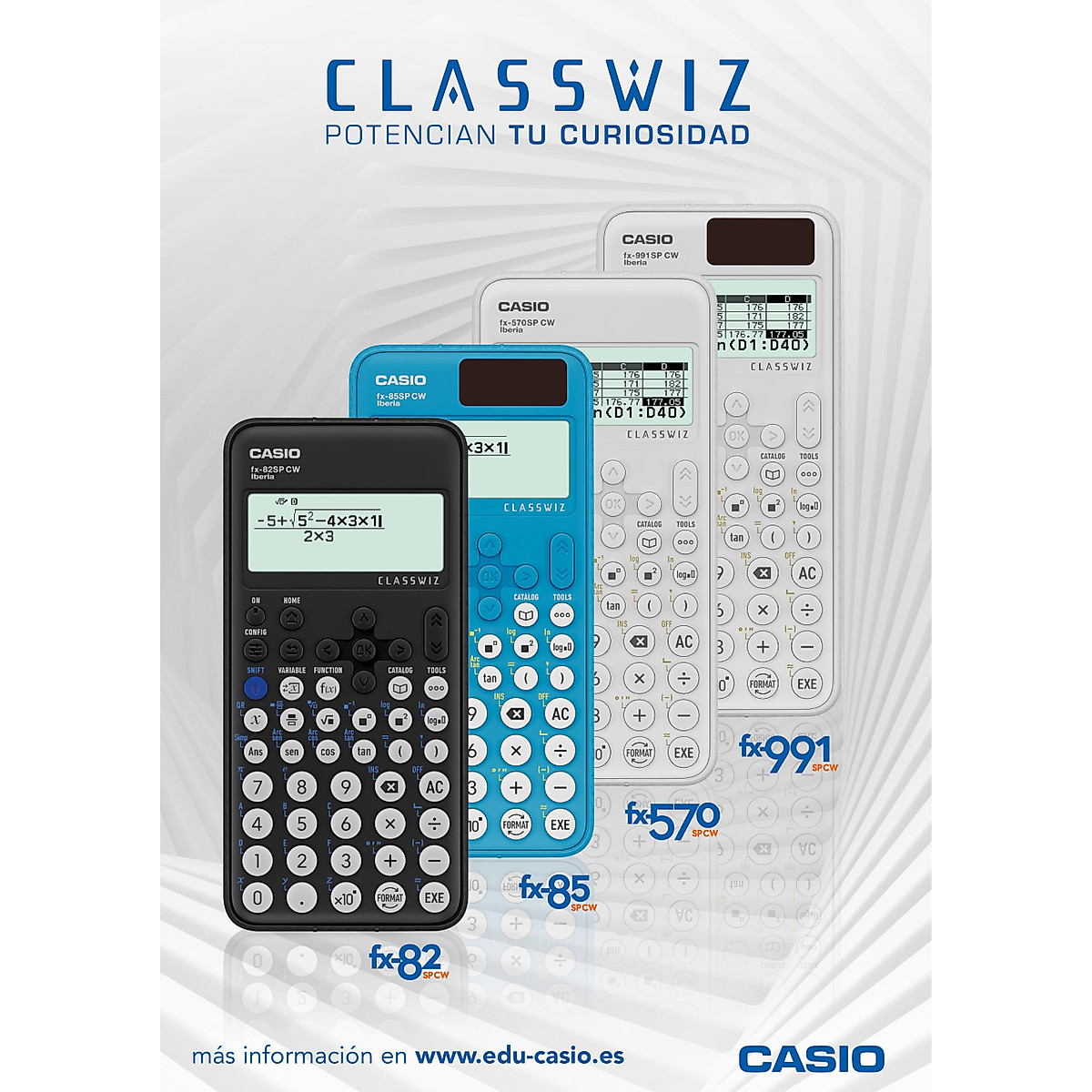 Casio FX-82SP CW – Scientific Calculator, Recommended for Spanish and Portuguese Curriculum, 5 Languages, Over 300 Functions, Dark Grey