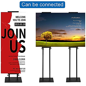 KOOV Poster Stand, Sign Holder Floor Stand, Double Sided Banner Stand with Non-Slip Base, Metal Heavy Duty Poster Board Stand, 75 Inches Height Adjustable Standing Sign Holder for Board Foam Display