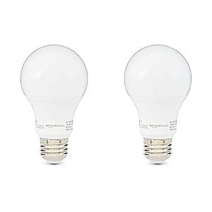 Amazon Basics 60W Equivalent, Soft White, Non-Dimmable, 10,000 Hour Lifetime, A19 LED Light Bulb , 2-Pack