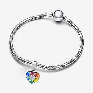 OutstandLong Autism Awareness Puzzle Piece Heart Love Dangle Charm Bead for Pandora Bracelet for Friend