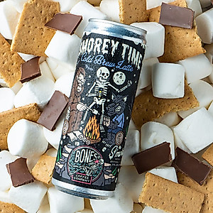 Bones Coffee Company S'morey Time Cold Brew Latte S'mores & Graham Crackers Flavored Coffee | Ready To Drink 100% Cold Brew Coffee Can | Cold Brew Latte S'mores in Cans | 11 Fl Oz Can (4 Pack)