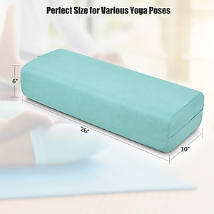 Giantex Yoga Bolster Pillow, with Carry Handle, Removable Machine Washable Soft Suede Pillowcase, Meditation Rectangular Yoga Pillow Perfect for Restorative Yoga