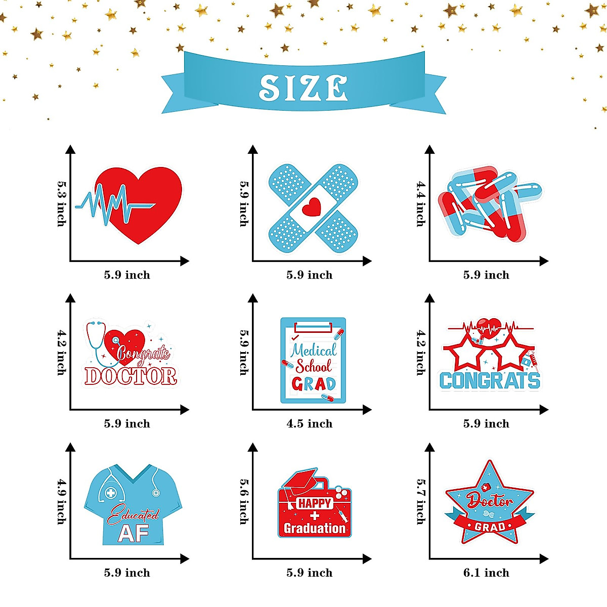 INNORU Congrats Doctor Hanging Swirls Streamers, Foil Ceiling Doctor Graduation Party Swirls Supplies, Medical School Graduation Party Hanging Decorations Supplies 15 PCS