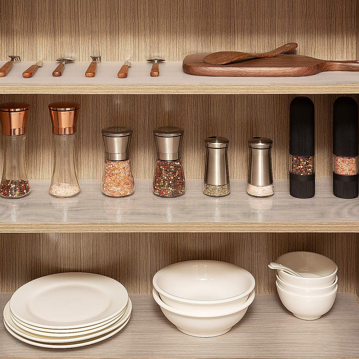 SinhRinh Shelf Liner, Non-Adhesive Drawer Liner, Double Sided Non-Slip Cabinet Liner 12IN x 20FT Cuttable and Washable for Kitchen, Shoe Rack and Refrigerator - Clear