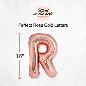 PartyForever Bachelorette Party Balloons Rose Gold 16" Letters - Bachelorette Party Decorations Set - Hen Party Supplies - Bridal Shower Hen Party Decorations Kit