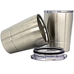 DUOLE 2pcs, Reusable Travel Mug for Kids (Boys/Girls) Adults (Men/Women) Silver Mini Thermal Cup for Boys Girls Men Women with Spill-Free Lid Coffee Cup for Hot & Cold Drinks 8oz/230ml