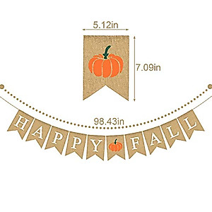 Jute Burlap Happy Fall Banner Maple Pumpkin Fall Festival Thanksgiving Day Mantel Fireplace Decoration