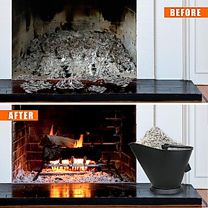 Grisun Fireplace Ash Bucket with Shovel and Hand Broom, Coal Bucket, Metal Bucket, Pellet Bucket, and Wood Pellet Container for Charcoal Wood, Fire Pits, Burning Stoves, Indoor, and Outdoor