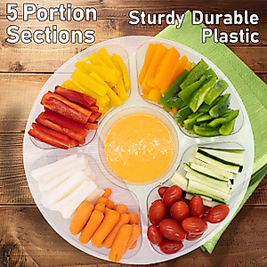 Upper Midland Products 12" Plastic Round Party Serving Tray 5 Compartments 6 Pk Clear Fruits Veggies BPA Free