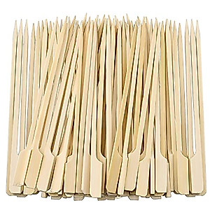 Enenes 200 Pack Bamboo Paddle Picks 6 Inch Natural Bamboo Kebab Skewers for Family Party Kebabs Grilling Accessories