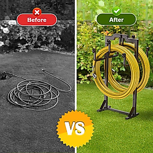 Skycarper Garden Hose Reel Holder Water Hose Hanger Organizer Stand,Bronze