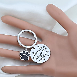 PLITI Golden Poodle Gifts Dog Mom Gifts Dog Dad Gifts Dog Lover Gifts Pet Parent Gift for Couple Dog Owner Gifts Labor Doodle Gifts Home Is Where The Doodle Is Keychain