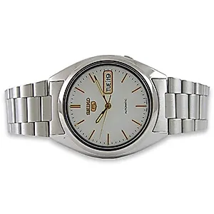 SEIKO Men's SNXG47 5 Automatic White Dial Stainless Steel Watch